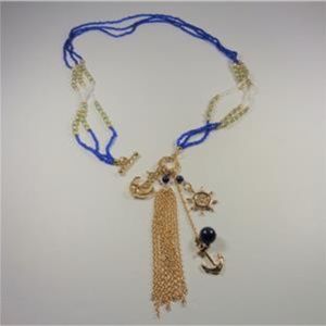 Jewelry | Nautical Gold Tone Blue And Gold Sea Life Necklace | Poshmark